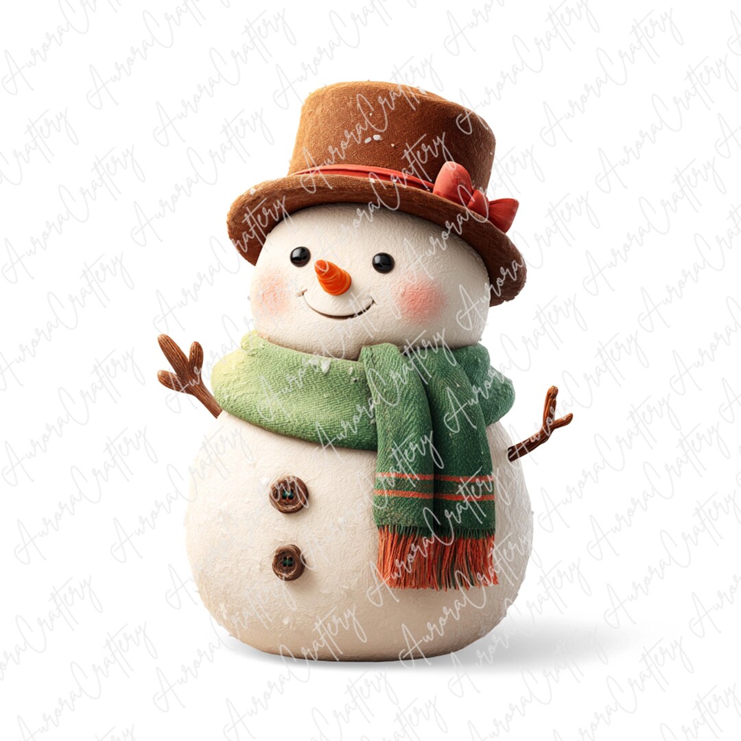 4 Festive Snowman Clipart, Watercolor Snowman With Hat and Scarf ...