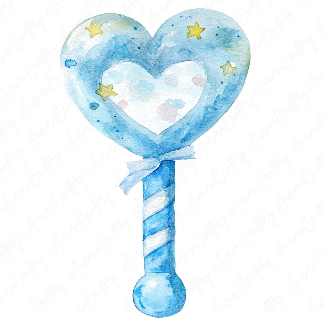 8 Blue Baby Rattle Clipart Set Watercolor Baby Boy Rattles With Stars ...