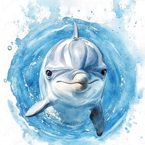 8 Watercolor Dolphin Clipart, Dolphin Sealife Clipart, Playful Dolphin ...