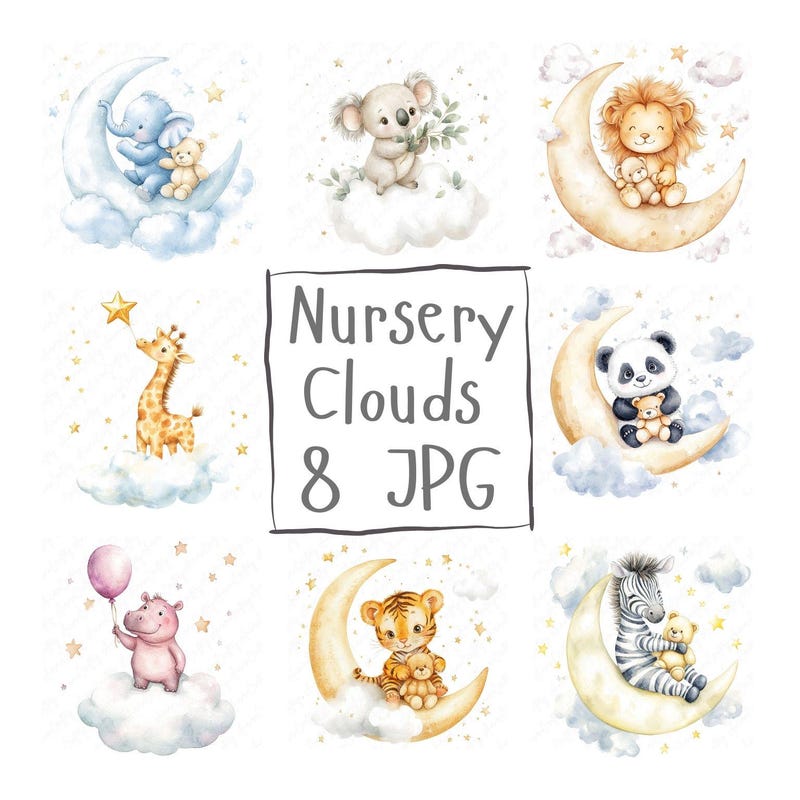 Clipart Animals on Cloud - Etsy