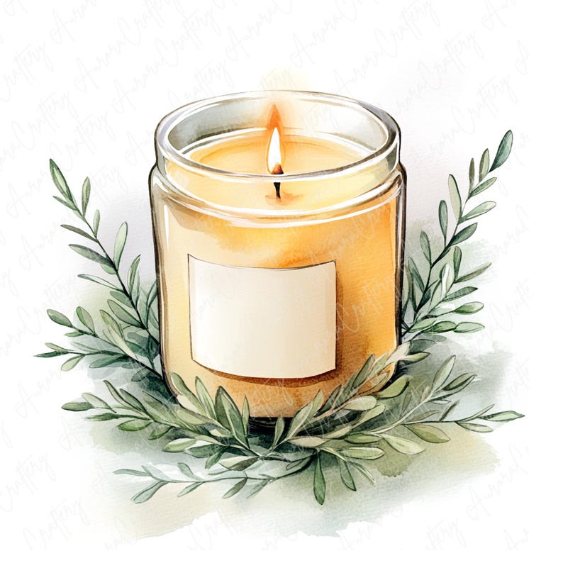 8 Winter Candle Clipart, Cozy Candles With Greenery Clipart, Winter ...