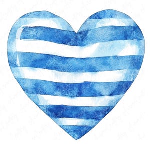 14 Watercolor Blue Heart Clipart, Blue Love Heart Illustrations for ...