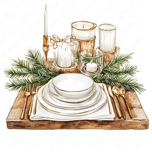5 Festive Dinner Table Clipart, Winter Dinner Clipart, Winter Home ...