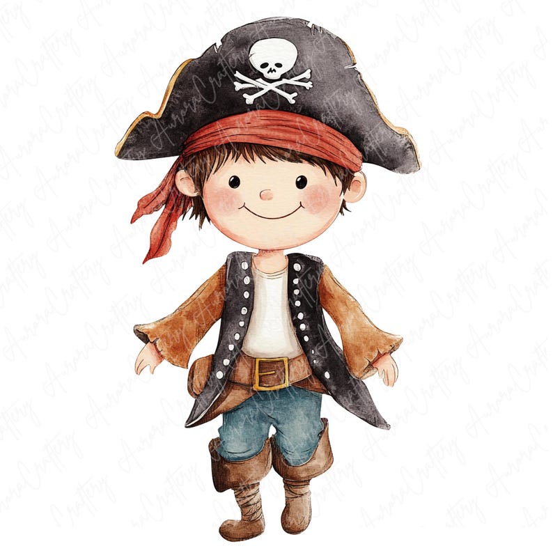 8 Cute Pirate Kid Clipart Cute Pirate Boy, Watercolor Pirate Clipart ...