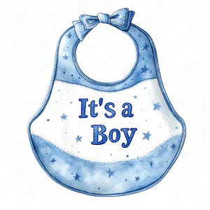 10 Baby Blue Bib Watercolor Clipart, Baby Shower Designs, High Quality ...