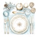 10 Watercolor Winter Dining Table Clipart, Festive Dinner Clipart ...