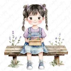 7 Watercolor Girls Clipart, School Girls Clipart, Pastel Fashion Girl ...