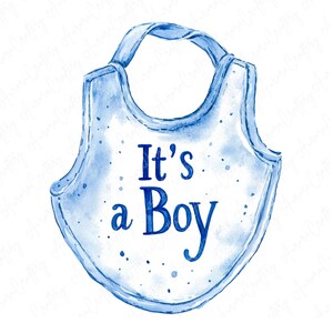 10 Baby Blue Bib Watercolor Clipart, Baby Shower Designs, High Quality ...