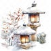 9 Watercolor Snow Lantern Clipart, Festive Japanese Lantern With Snow ...