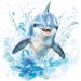 8 Watercolor Dolphin Clipart, Dolphin Sealife Clipart, Playful Dolphin ...