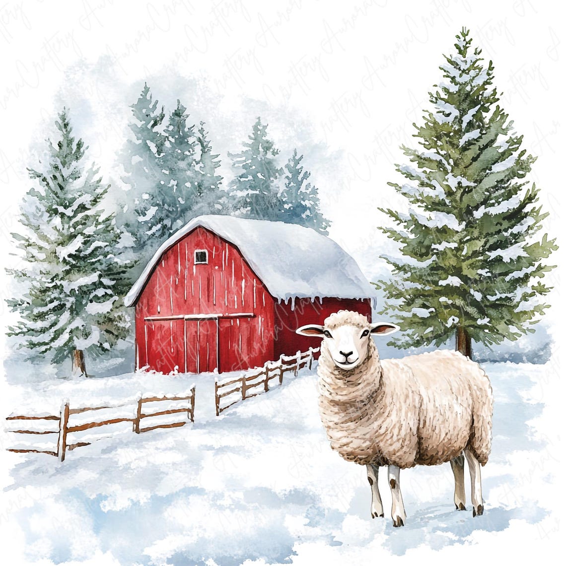 12 Watercolor Sheep Farm Clipart, Cute Sheep Clipart, Farm Animal ...