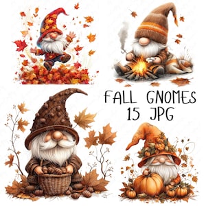 15 Fall Gnome Clipart, Autumn Fall Gnome, Cozy Seasonal Clipart, Fall ...