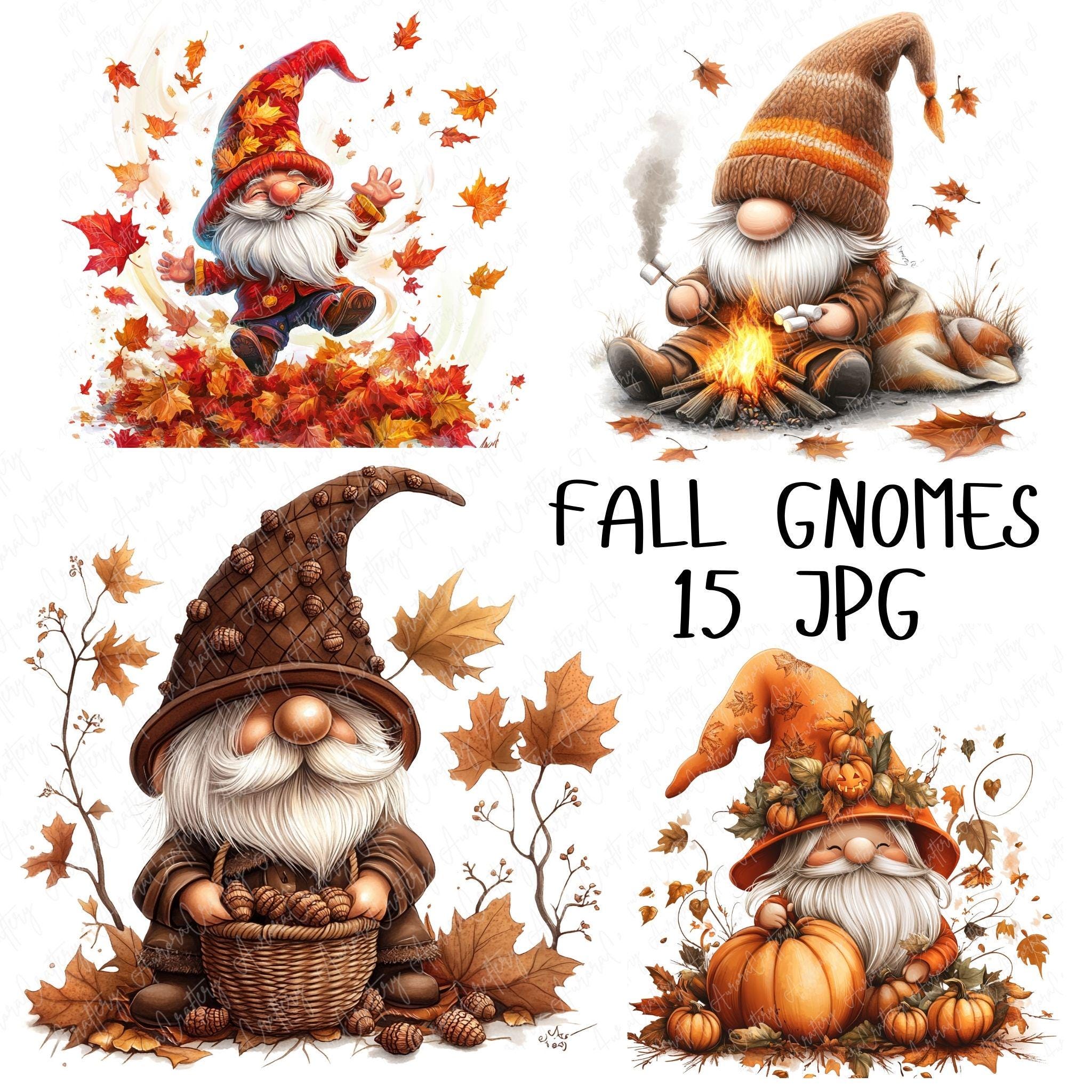 15 Fall Gnome Clipart, Autumn Fall Gnome, Cozy Seasonal Clipart, Fall ...