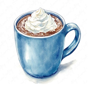 10 Watercolor Hot Cocoa Mug Clipart, Cozy Festive Mugs With ...