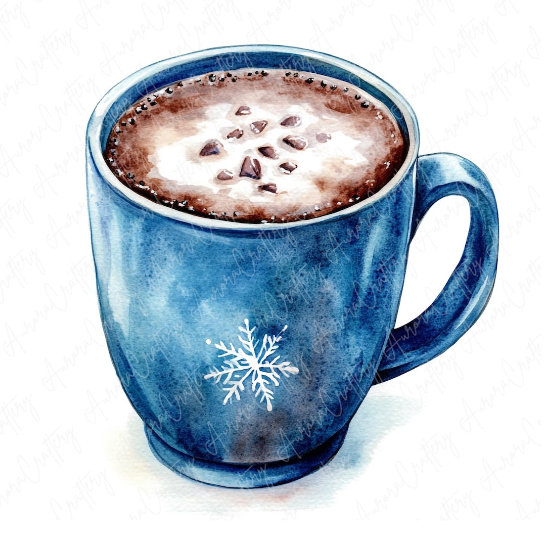 10 Watercolor Hot Cocoa Mug Clipart, Cozy Festive Mugs With ...