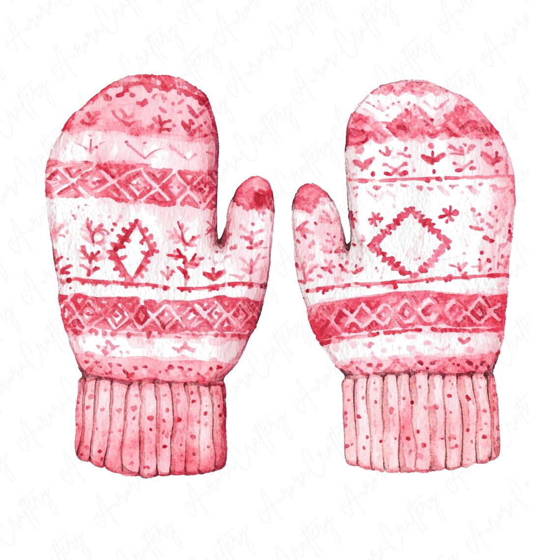 6 Pink Mittens Winter Clipart, Cozy Winter Mittens Clipart, Winter ...