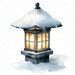 9 Watercolor Snow Lantern Clipart, Festive Japanese Lantern With Snow ...