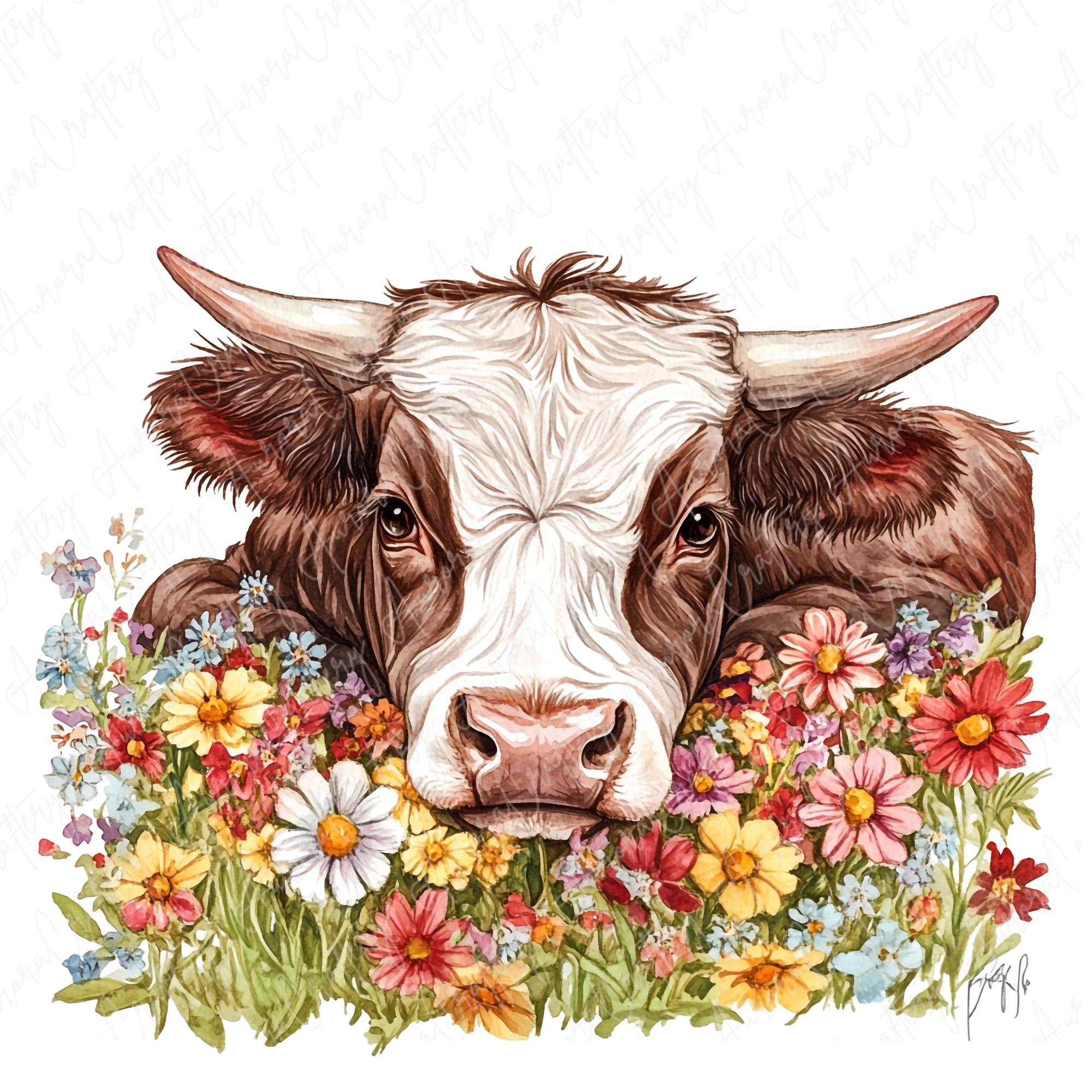 14 Cow Farm Clipart, Watercolor Cows, Watercolor Farm Animals Clipart ...