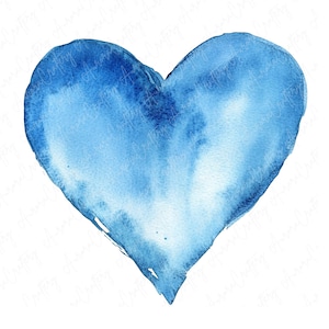 14 Watercolor Blue Heart Clipart, Blue Love Heart Illustrations for ...
