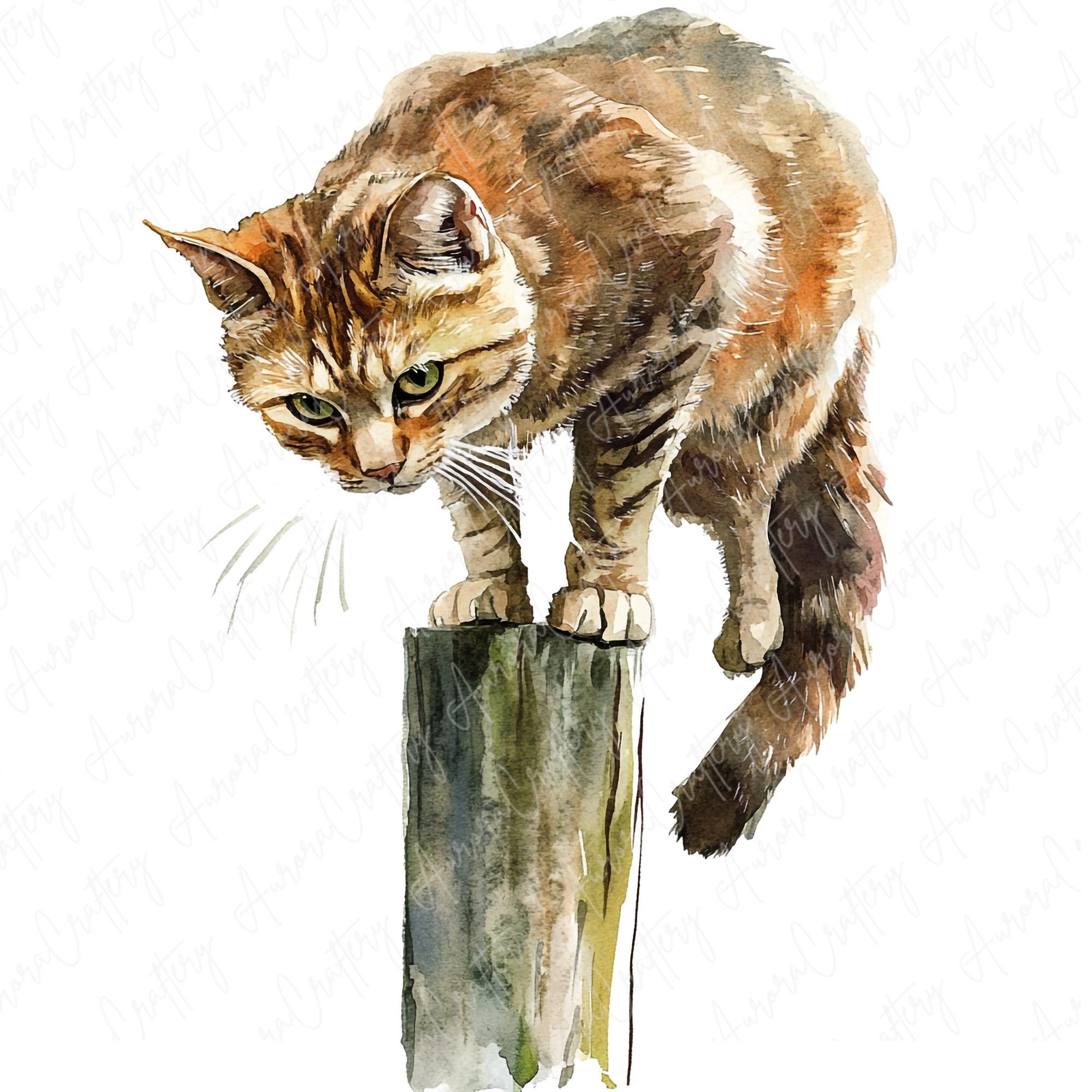 13 Cat Farm Clipart, Watercolor Farm Cats, Watercolor Cat Clipart Cute ...