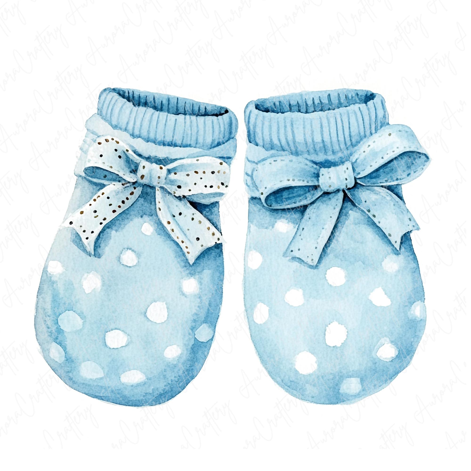 12 Baby Blue Mittens Watercolor Clipart, Winter-themed Nursery Art ...