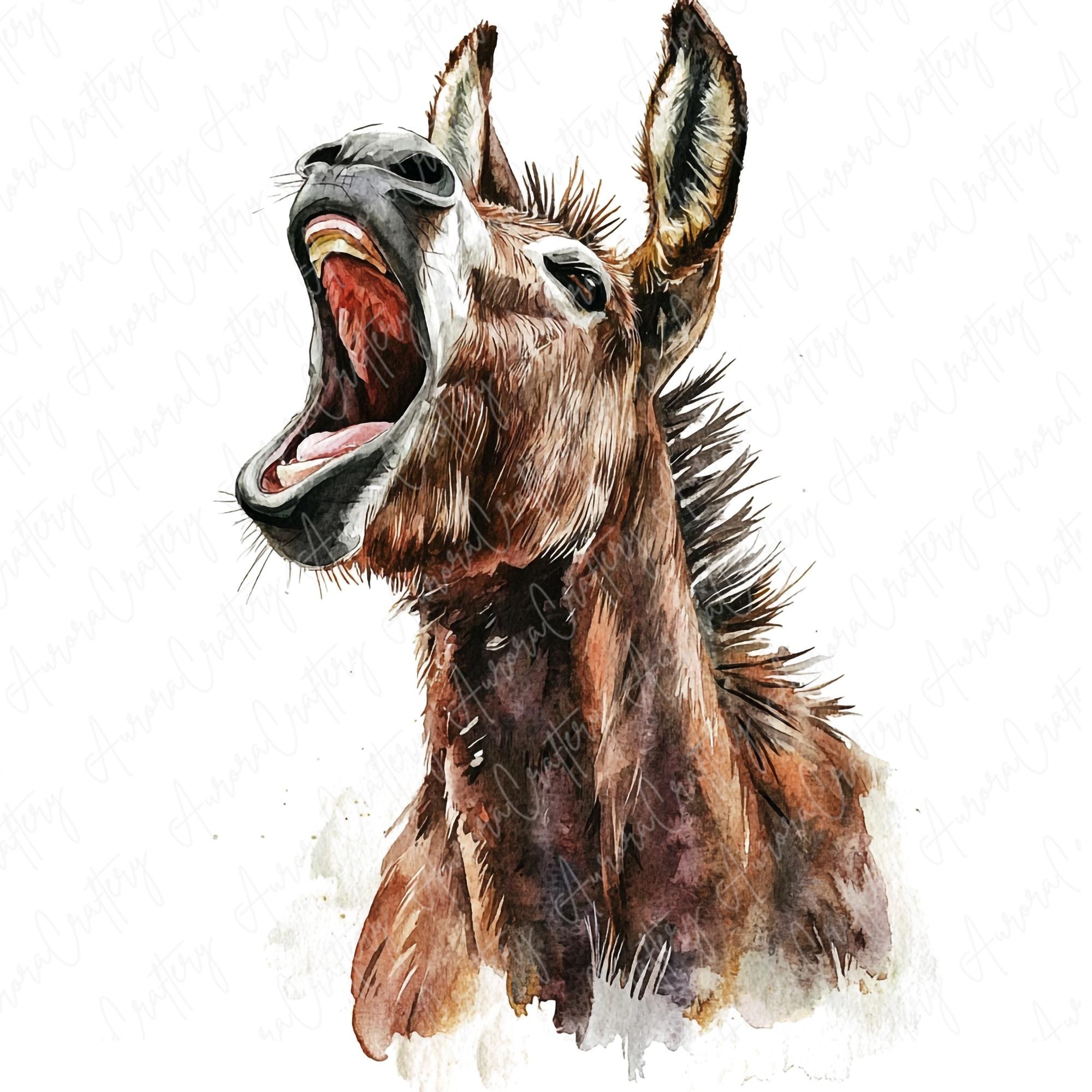 10 Donkey Farm Clipart, Watercolor Donkeys, Cute Donkey Clipart, Farm ...