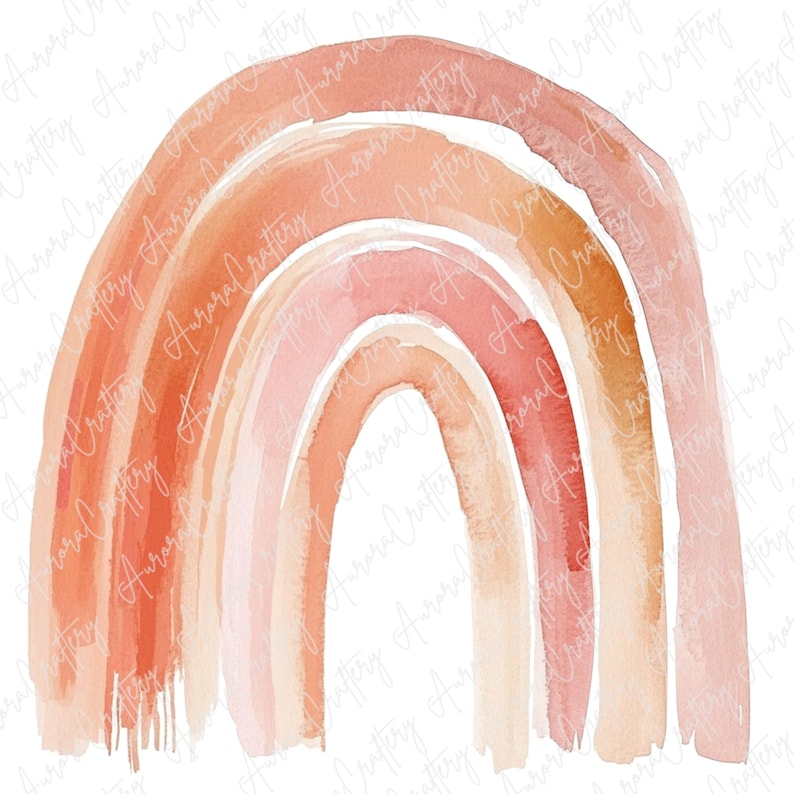 6 Watercolor Boho Rainbow Clipart, Neutral Pastel Arches in Terracotta ...