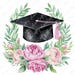 6 Graduation Cap With Pink Flower Clipart, Floral Grad Hats With Roses ...