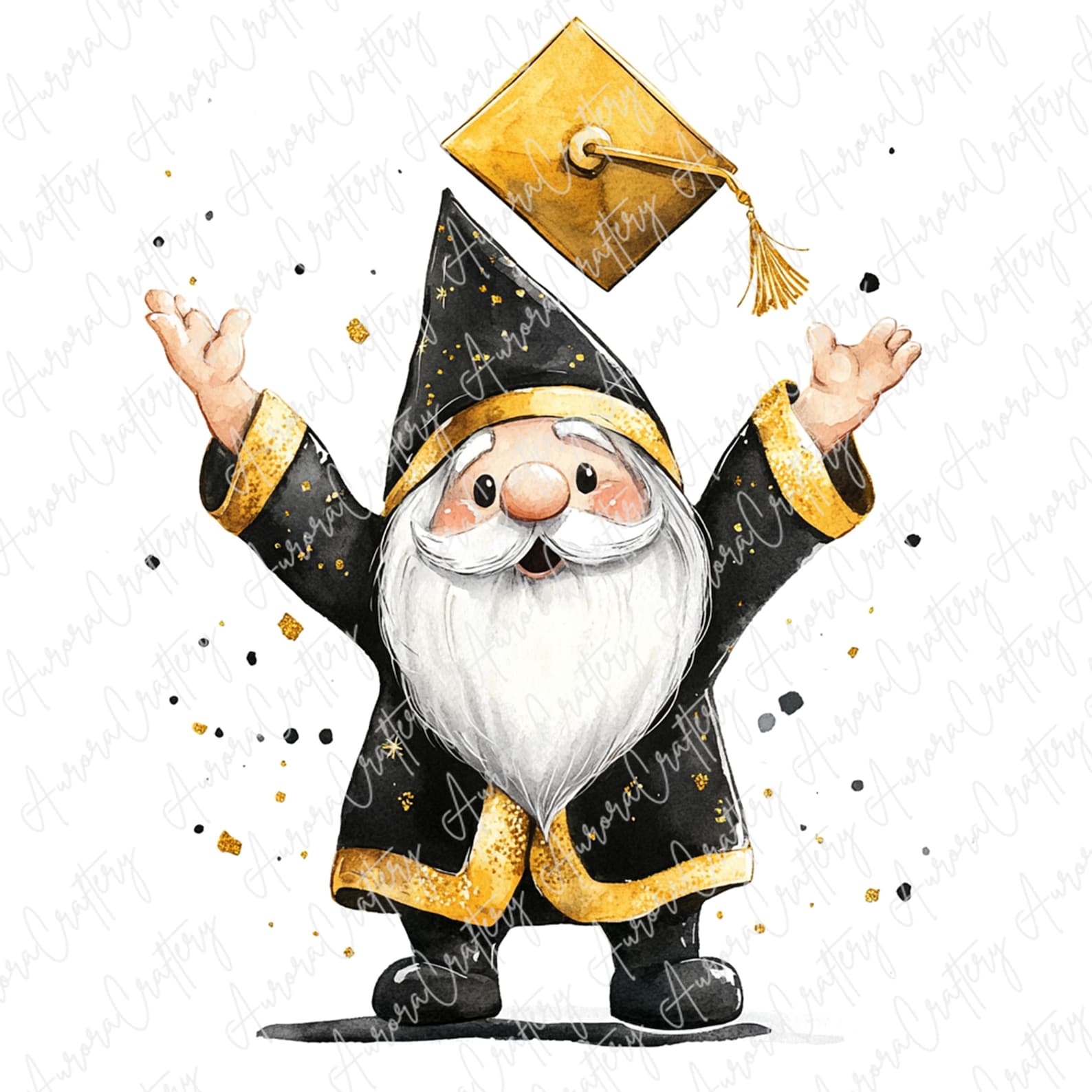 13 Watercolor Graduation Gnome Clipart, Cute Gnomes in Graduation ...