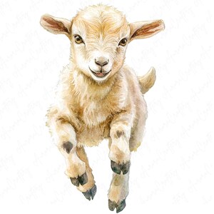 11 Watercolor Cute Goat Clipart, Adorable Baby Goat, Farm Animal ...