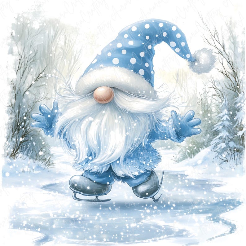 11 Winter Gnomes Clipart, Blue Gnome Snow, Festive Seasonal Clipart ...