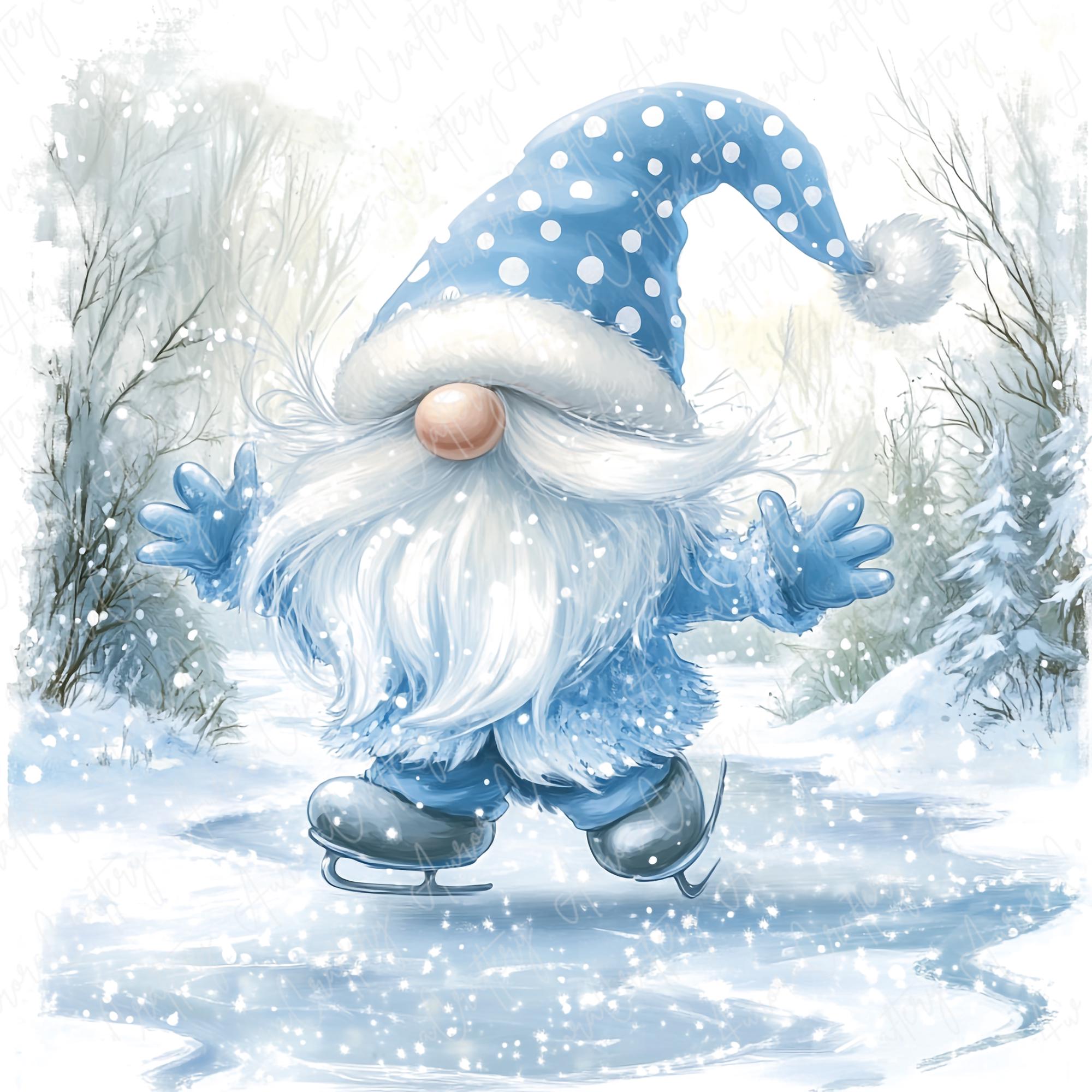 11 Winter Gnomes Clipart, Blue Gnome Snow, Festive Seasonal Clipart ...