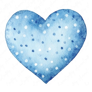 14 Watercolor Blue Heart Clipart, Blue Love Heart Illustrations for ...