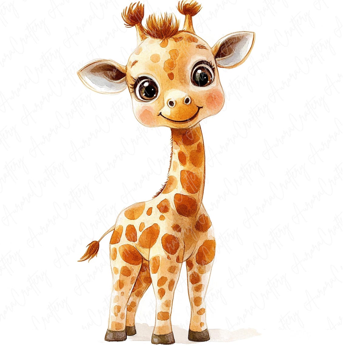4 Watercolor Baby Giraffe Clipart, Cute Jungle Animal Clipart, Baby ...