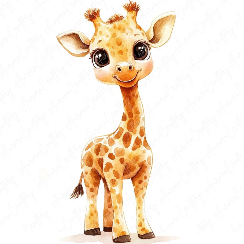 3 Watercolor Baby Giraffe Clipart, Cute Jungle Animal Clipart, Baby ...