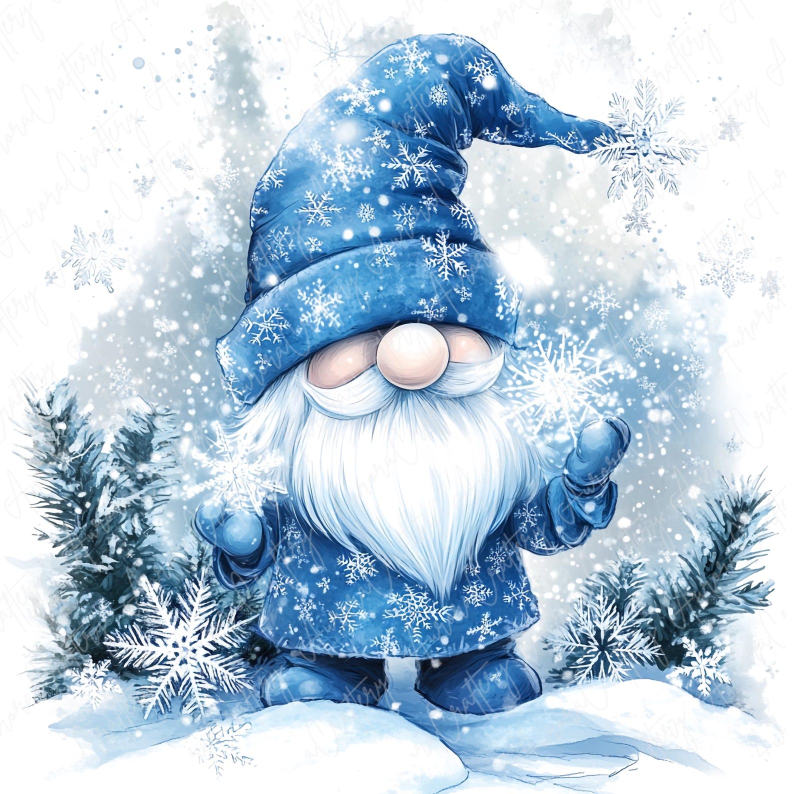 11 Winter Gnomes Clipart, Blue Gnome Snow, Festive Seasonal Clipart ...