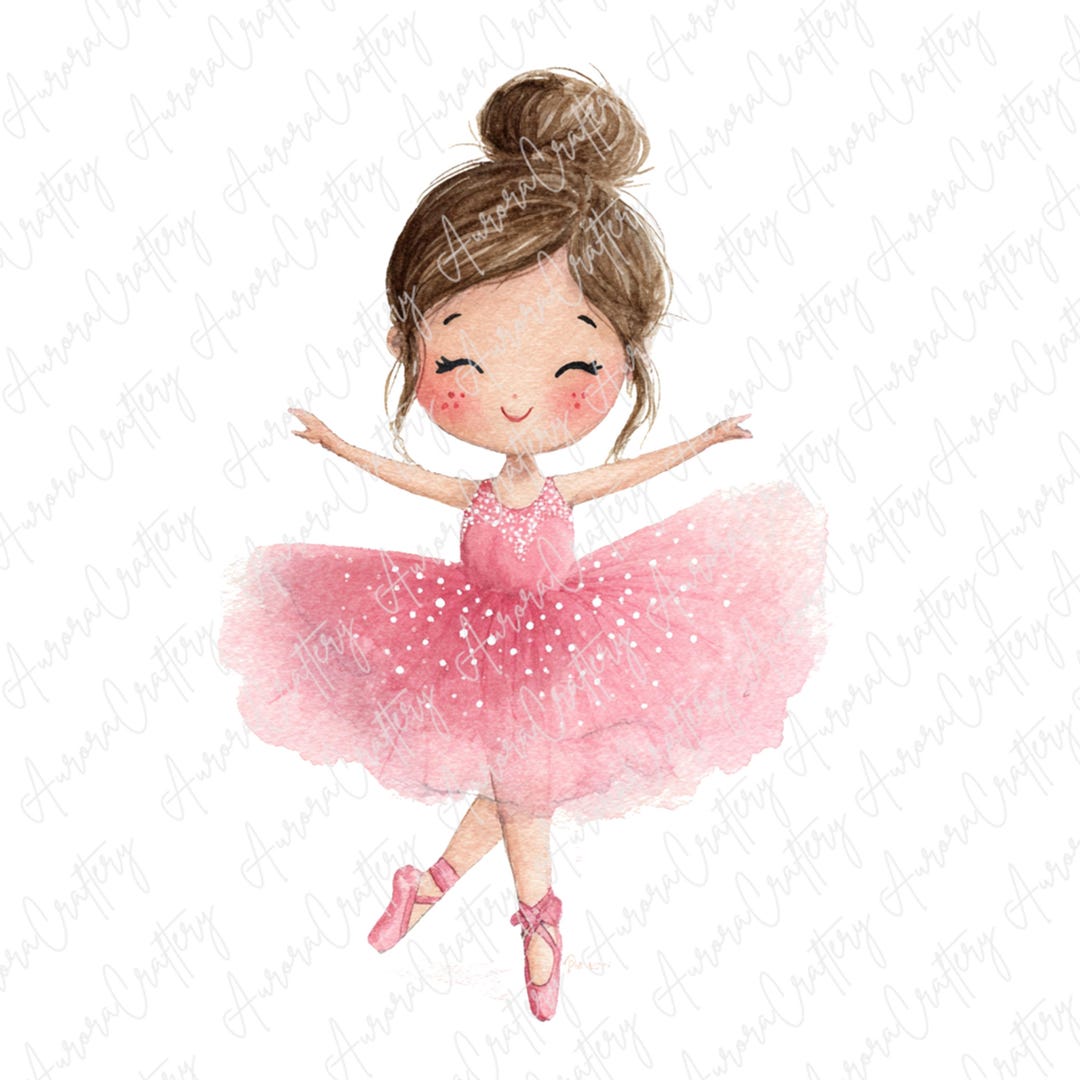 5 Watercolor Ballerina Girl Clipart, Cute Pink Tutu Dancer ...
