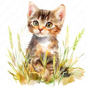 13 Cat Farm Clipart, Watercolor Farm Cats, Watercolor Cat Clipart Cute ...