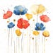 10 Retro Pop Art Watercolor Floral Clipart Bundle, Bright Colorful ...