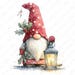 4 Watercolor Gnome Clipart JPG, Festive Holiday Gnomes With Lanterns ...