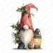 4 Watercolor Gnome Clipart JPG, Festive Holiday Gnomes With Lanterns ...
