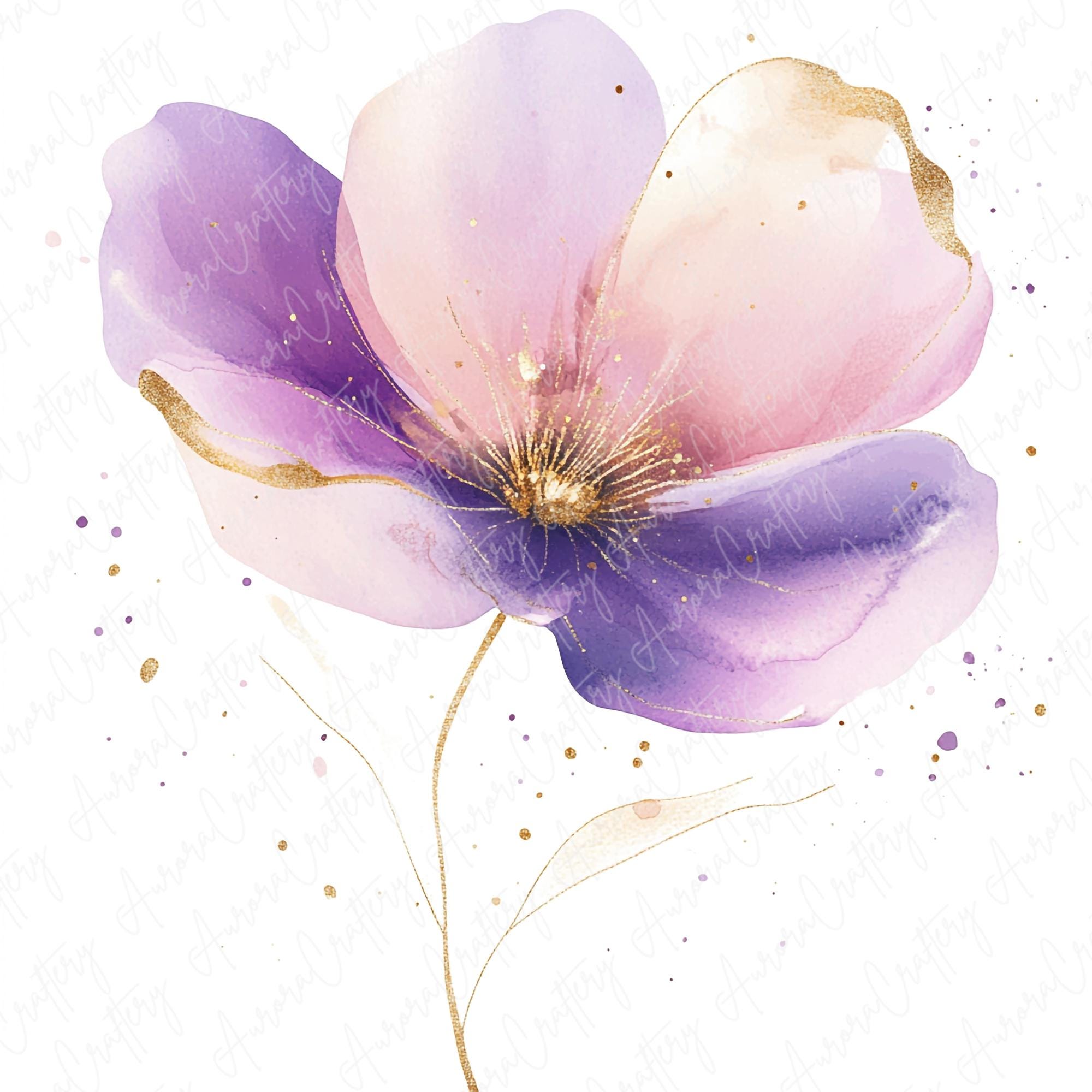 16 Purple and Pink Watercolor Floral Clipart Bundle, Soft & Dreamy ...
