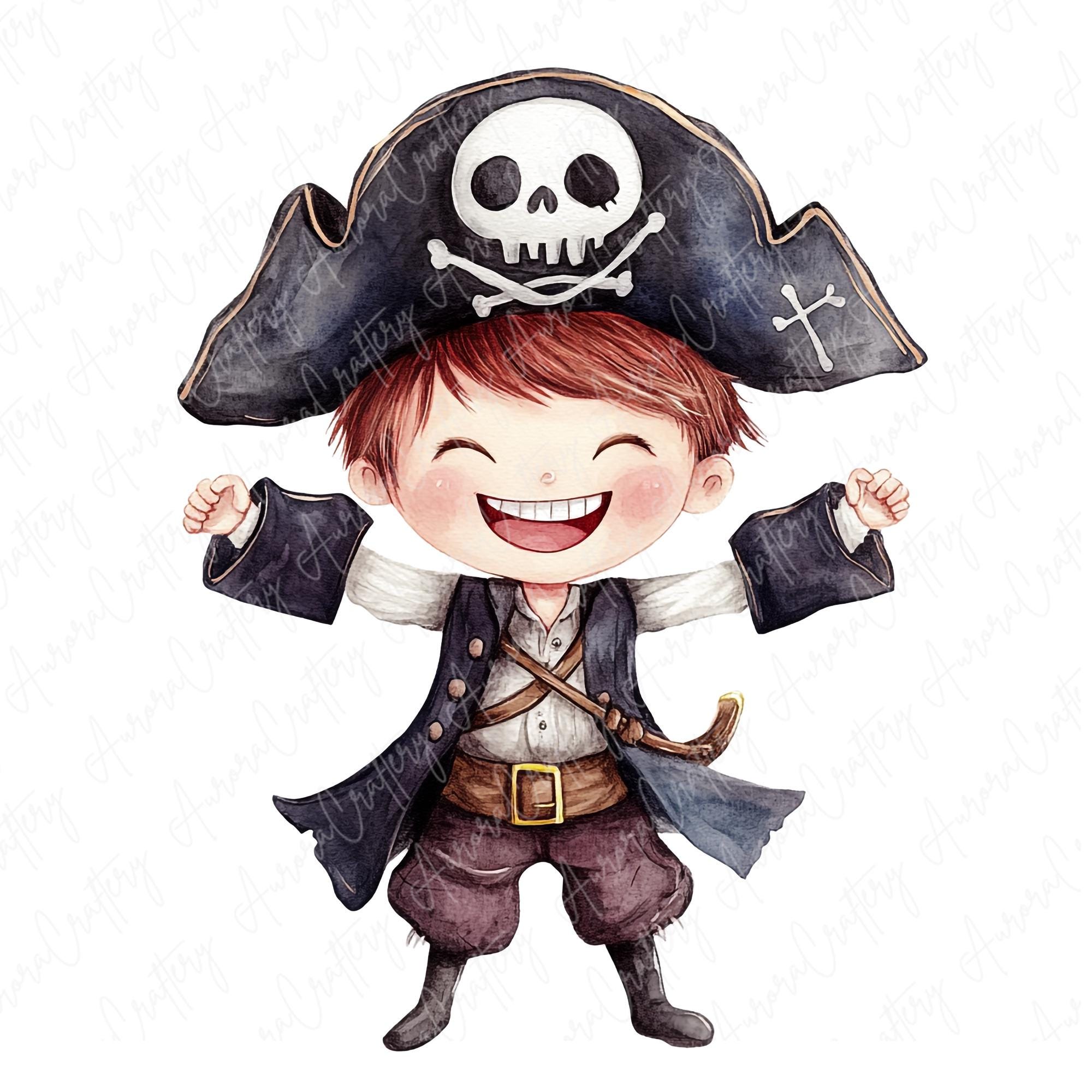 8 Cute Pirate Kid Clipart Cute Pirate Boy, Watercolor Pirate Clipart ...
