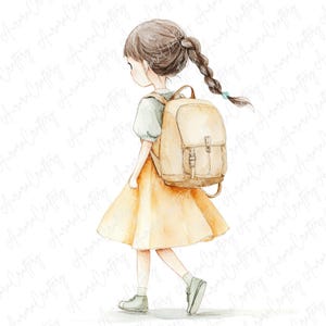 7 Watercolor Girls Clipart, School Girls Clipart, Pastel Fashion Girl ...