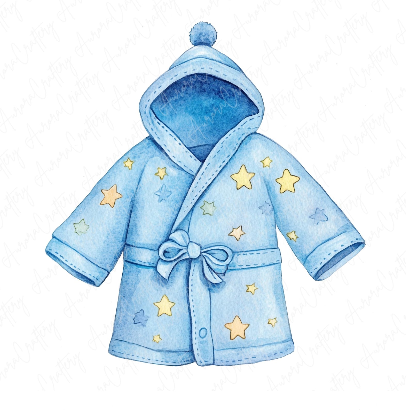 12 Baby Blue Bathrobe Watercolor Clipart, Cute Robe Designs, High ...