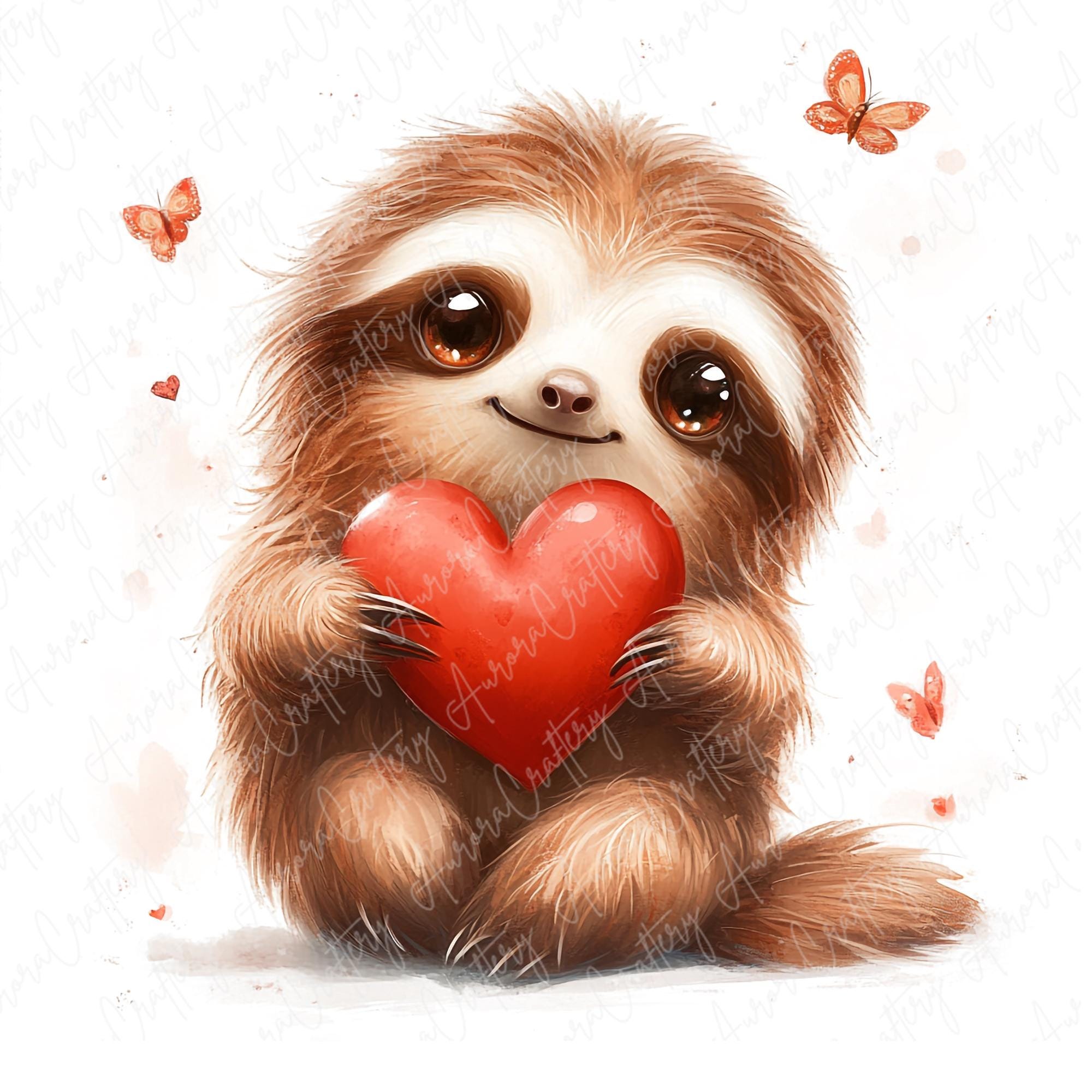 17 Cute Baby Sloth Clipart | Cute Sloths With Hearts, Butterflies ...