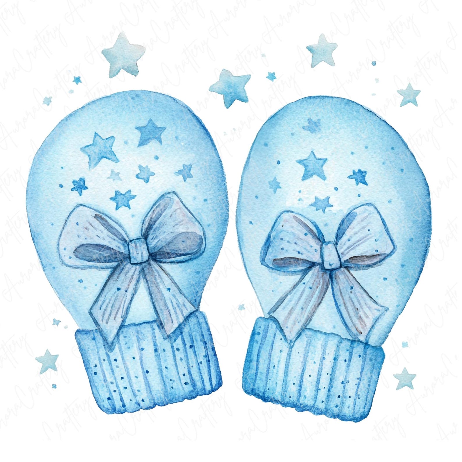 12 Baby Blue Mittens Watercolor Clipart, Winter-themed Nursery Art ...