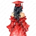 8 Girls in Red Graduation Dresses Clipart, Elegant Girl in Gown With ...