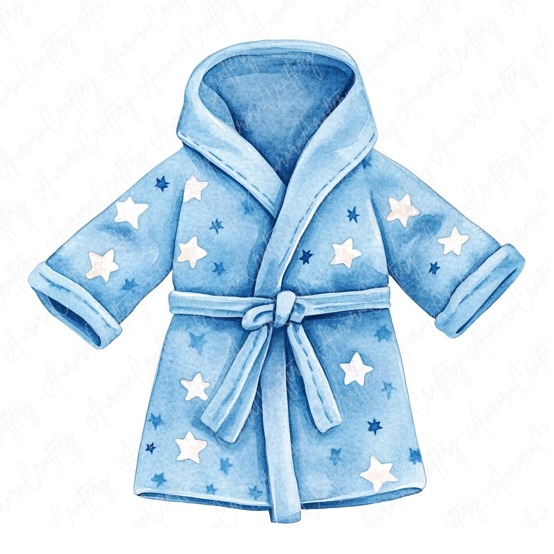 12 Baby Blue Bathrobe Watercolor Clipart, Cute Robe Designs, High ...