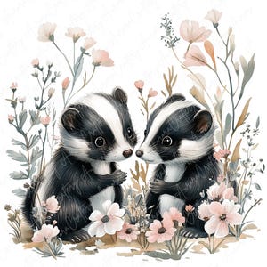 13 Watercolor Skunk Clipart, Woodland Skunk, Cute Forest Animal Clipart ...